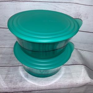 Tupperware | Kitchen | 2 Tupperware Sheerly Elegant Bowls 489 Green 23l | Poshmark